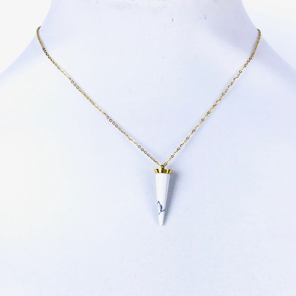 Jewelry | Dashing Gold Over Ss White Spike Marble Pendant | Poshmark